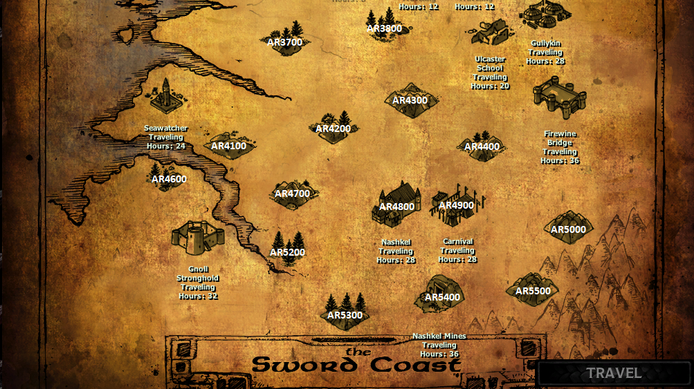 World Overview for Wilderness Zones in Baldur's Gate (Bottom of the Map)