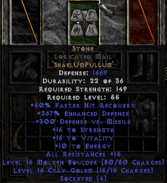 Stone: Armor Rune Word - Diablo 2