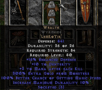 Wealth: Armor Rune Word - Diablo 2