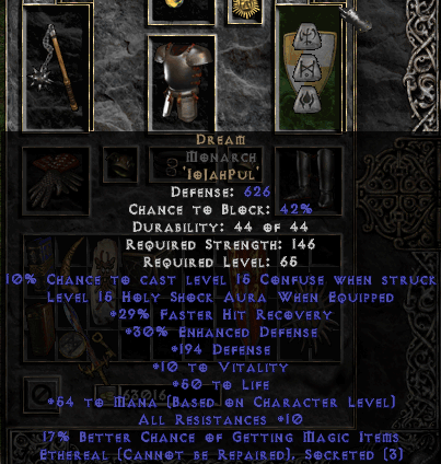 Dream: Shield Rune Word - Diablo 2