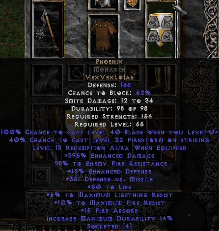 Phoenix: Shield Rune Word - Diablo 2