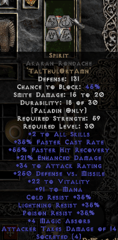 Spirit: Shield Rune Word - Diablo 2