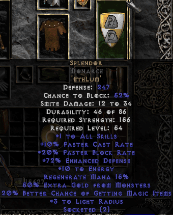 Splendor: Shield Rune Word - Diablo 2