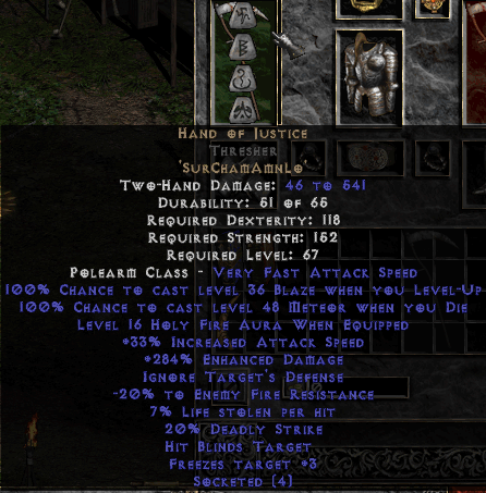 Hand of Justice: Weapon Rune Word - Diablo 2