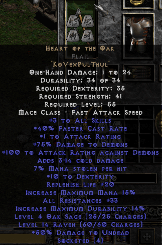 Heart of the Oak: Weapon Rune Word - Diablo 2