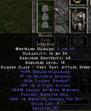 Malice: Weapon Rune Word - Diablo 2
