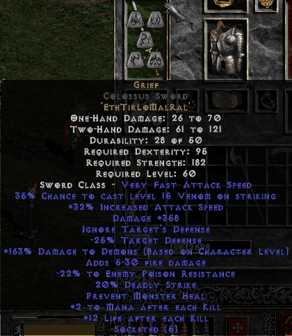 Grief: Weapon Rune Word - Diablo 2