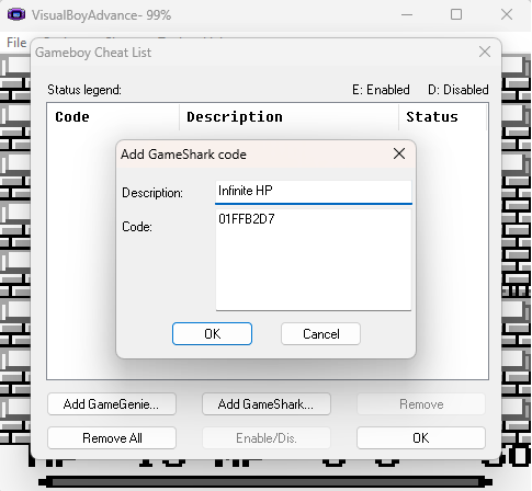How To Use Codes on the VisualBoy Advance for Gameboy/GBC