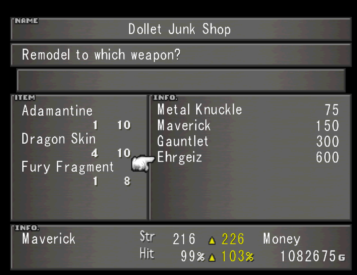 Zell's Ehrgeiz Ultimate Weapon - FF8 Guide